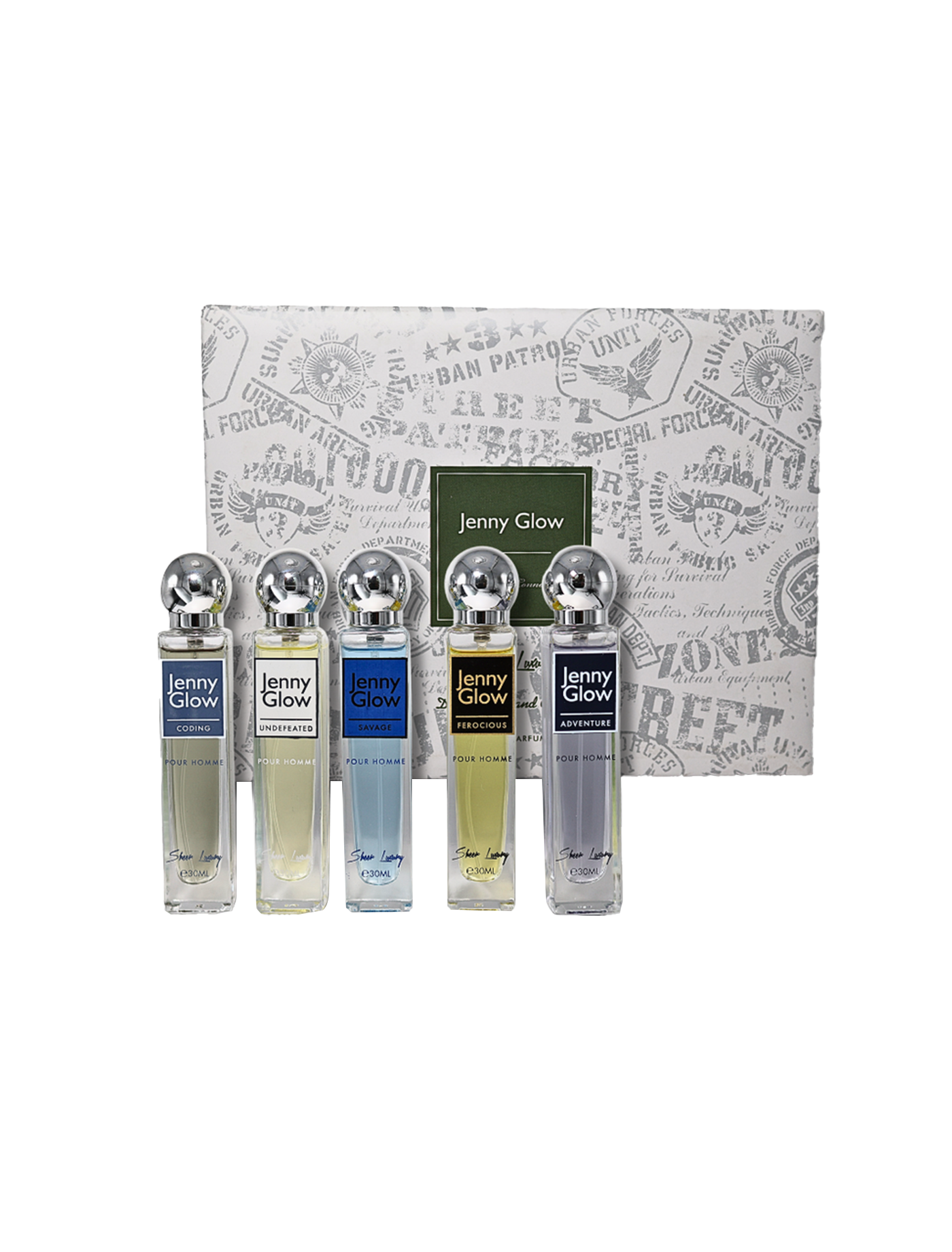 Jenny Glow 5 Pieces Travel Set (Coding, Undefeated, Savage, Ferocious