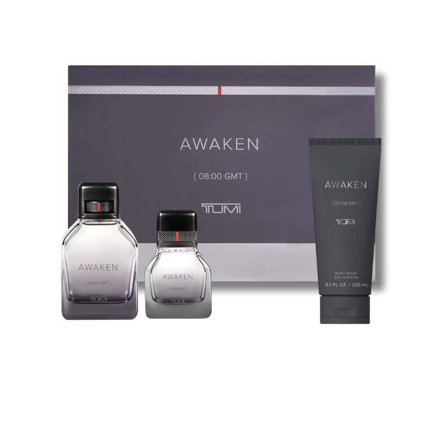 Tumi Awaken Gift Set For Men EDP 3.4FL.OZ & 1.0 EDP, Body Wash 6.7FL.O